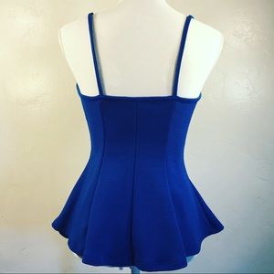 Tops | Blue Peplum Spaghetti Strap Tang Top | Poshmark